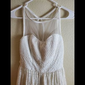 Ruby Rox | Dresses | Ruby Rox White Lace Open Back Tie Boho Flare Dress | Poshmark